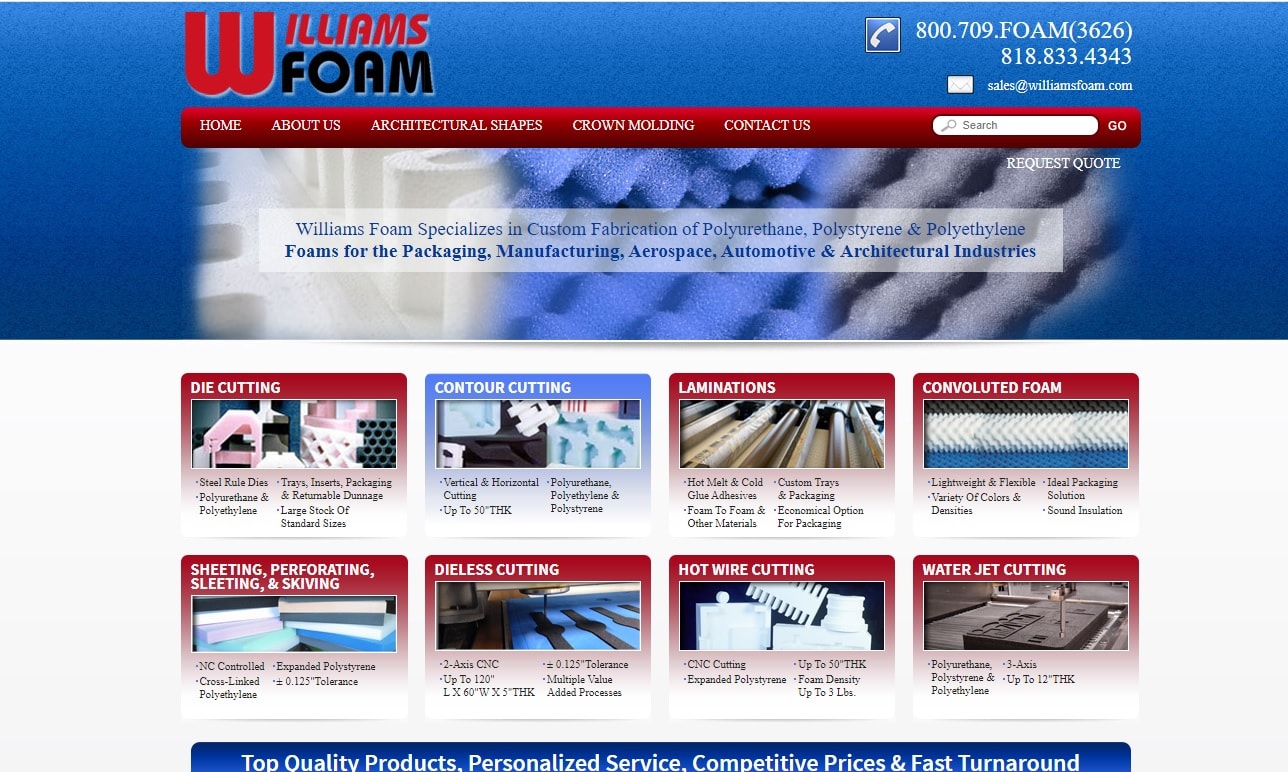 Williams Foam | Sylmar | Foam Fabricating